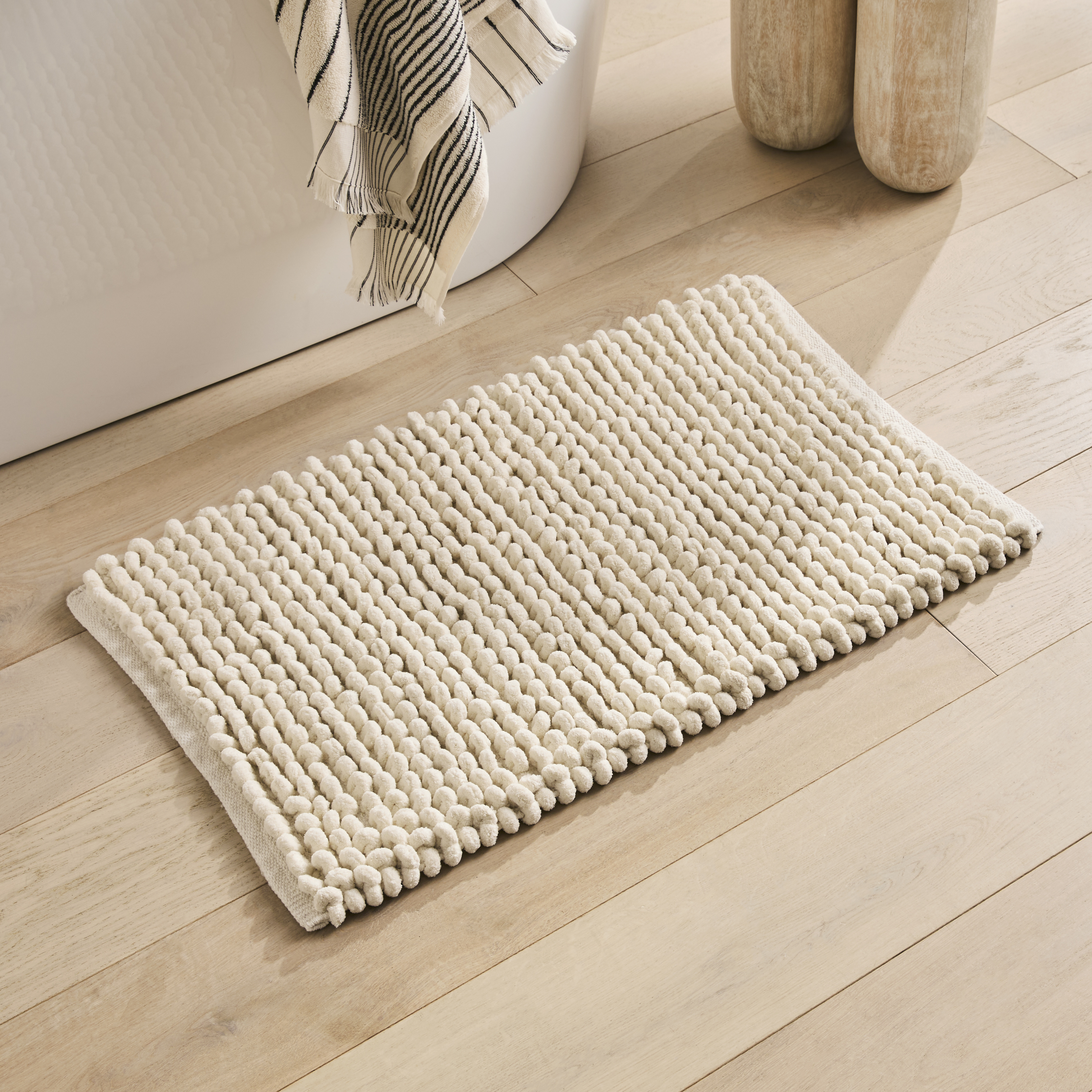 Chunky Bobble Natural Bath Mat | Adairs