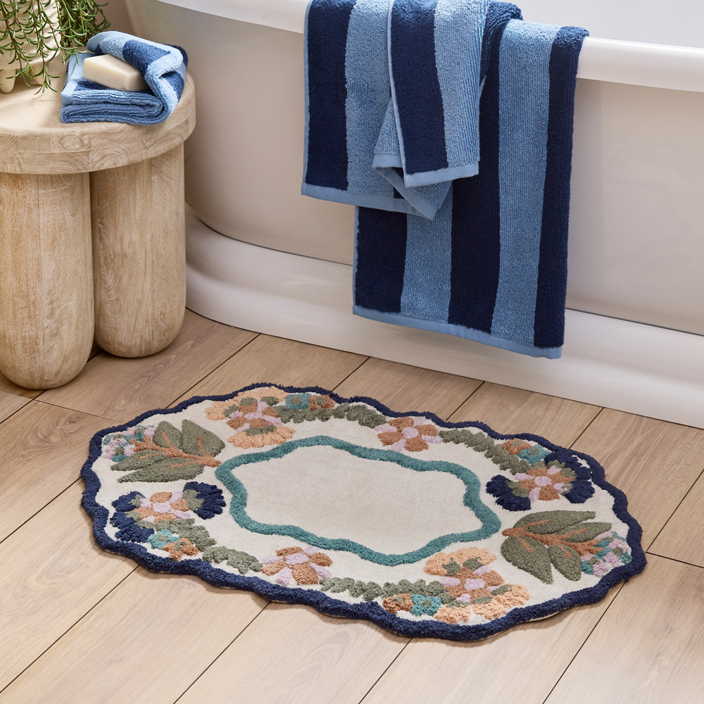 Camilla Scallop Floral Bath Mat | Adairs