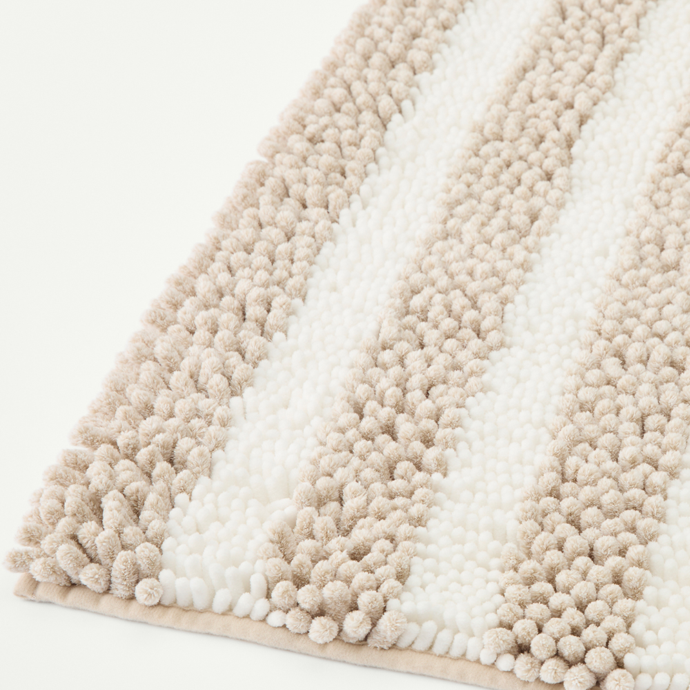 Microplush Stone Marle Stripe Bobble Bath Mat | Adairs