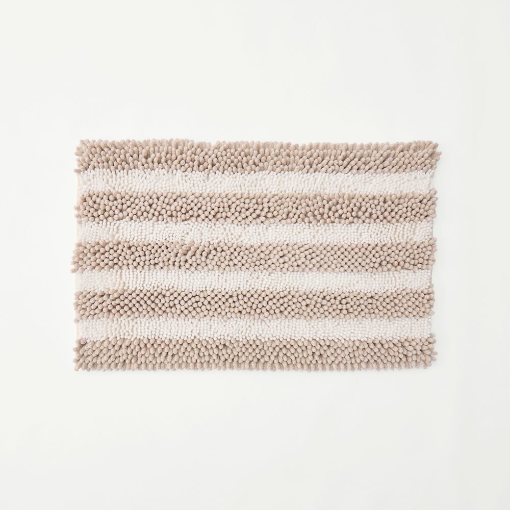 Microplush Stone Marle Stripe Bobble Bath Mat | Adairs