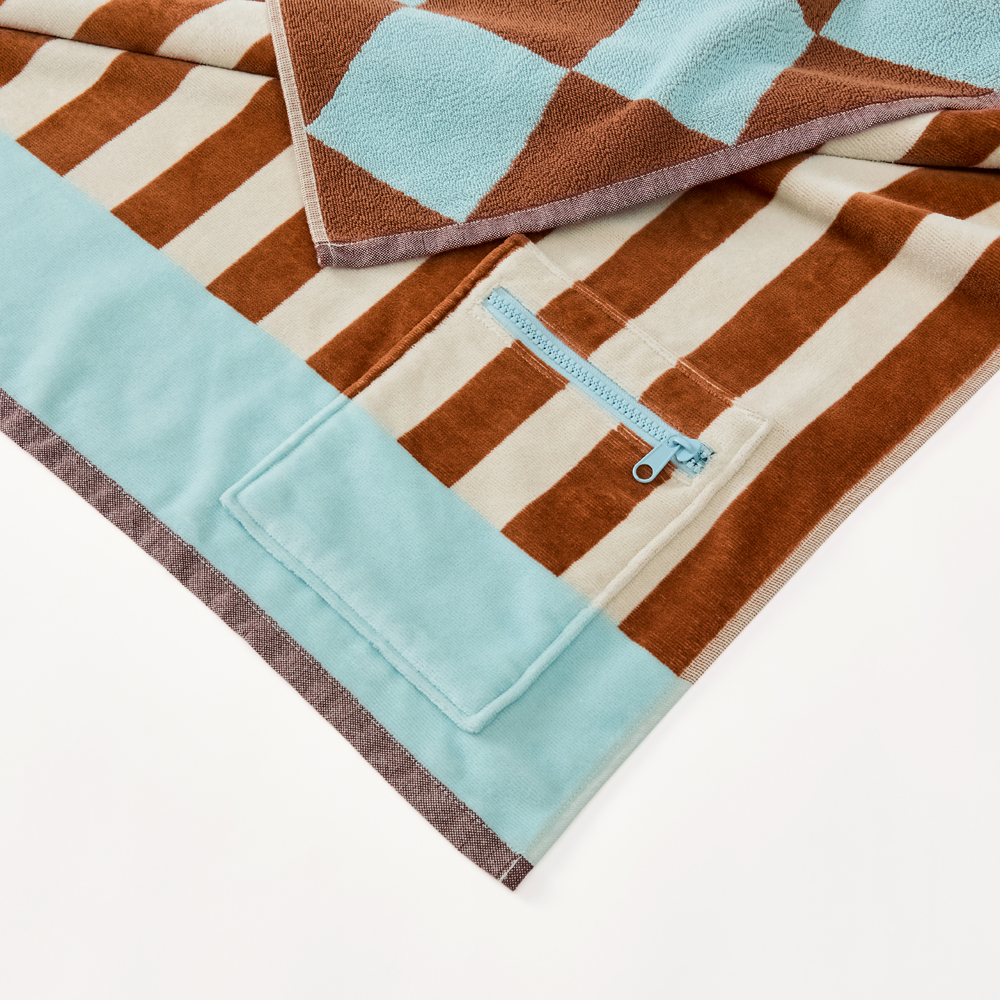 Apollo Blue Luxe Velour Pocket Beach Towel | Adairs
