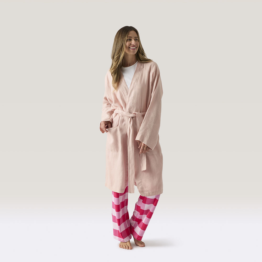 Vintage Washed Nude Pink Linen Robe | Adairs