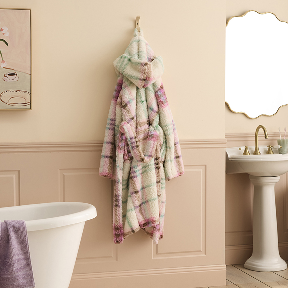 Printed Sherpa Natural Multi Hooded Robe | Adairs