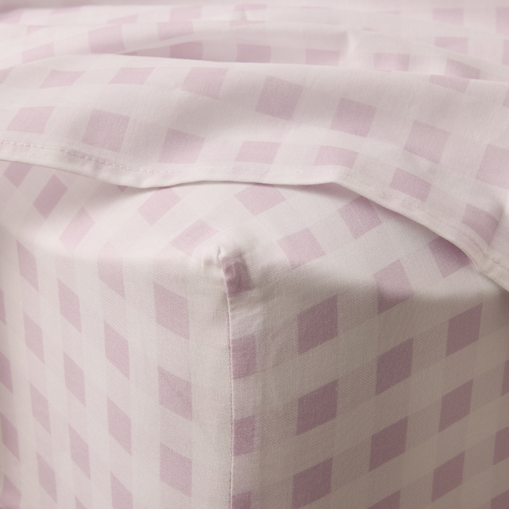 Lilac Gingham Printed Percale Sheet Set | Adairs