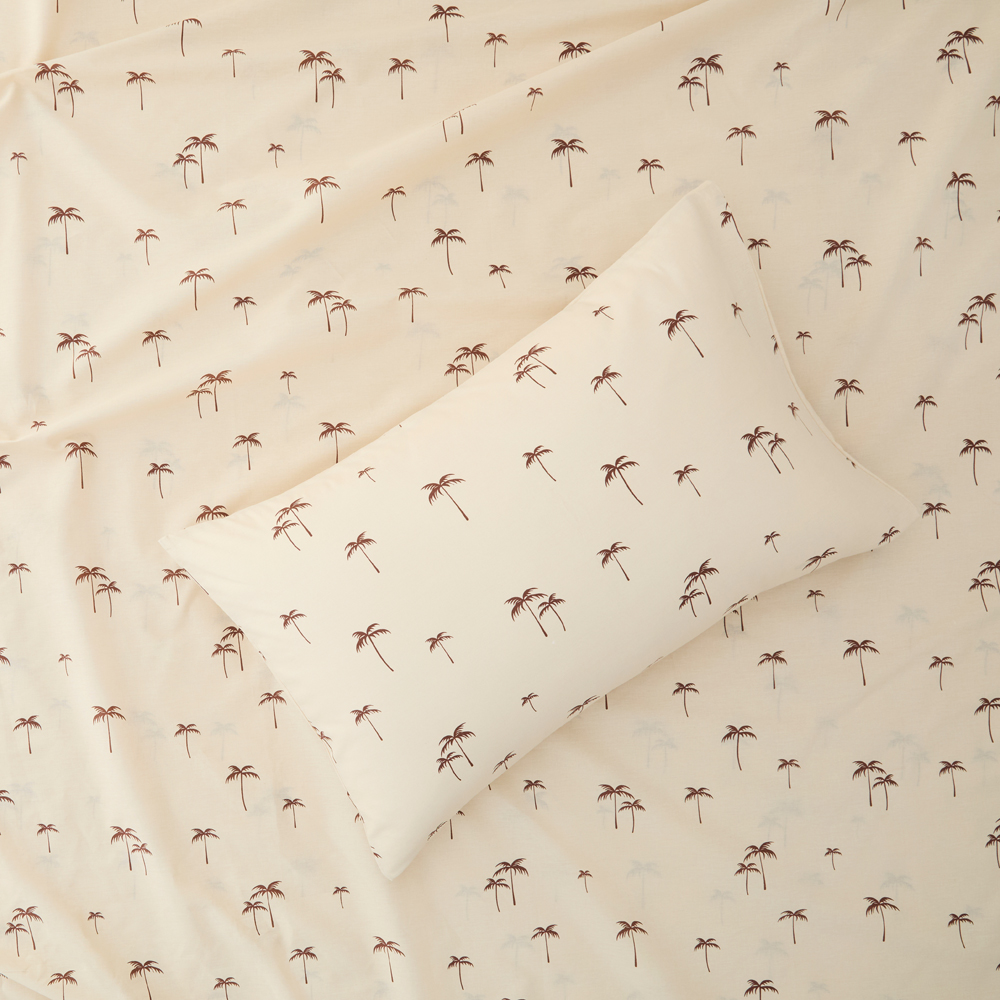Mini Palm Printed Percale Sheet Set | Adairs