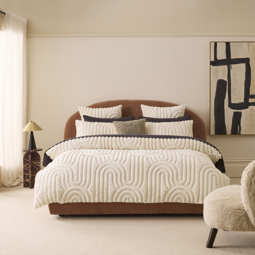 Zuri Faux Fur Snow White Quilt Cover Separates | Adairs