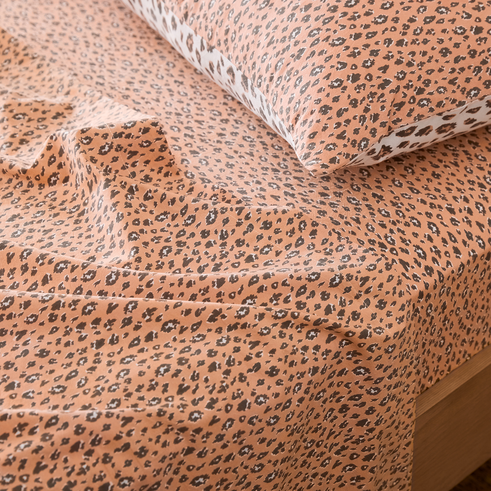 Stonewashed Cotton Sand Leopard Sheet Separates | Adairs