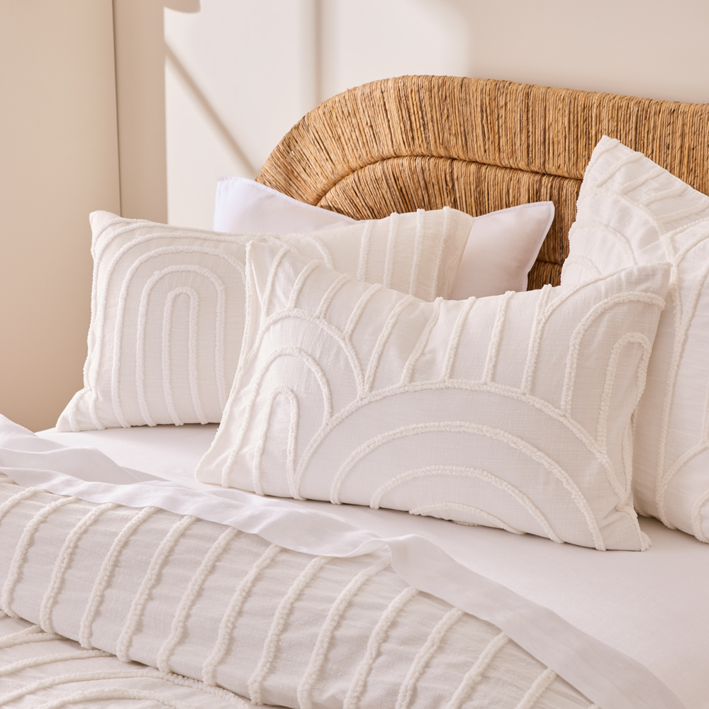 Archie White Tufted Pillowcases | Adairs