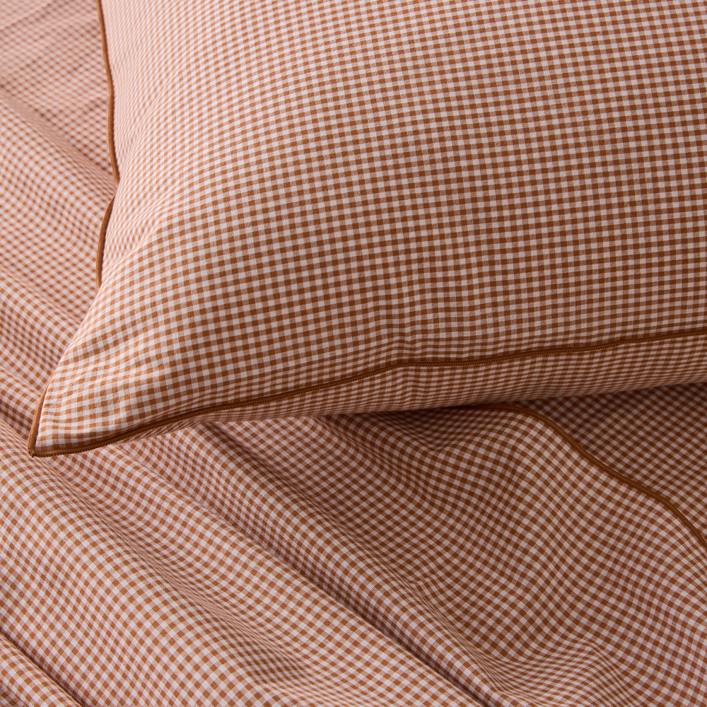 Bran Overlock Gingham Sheet Set | Adairs
