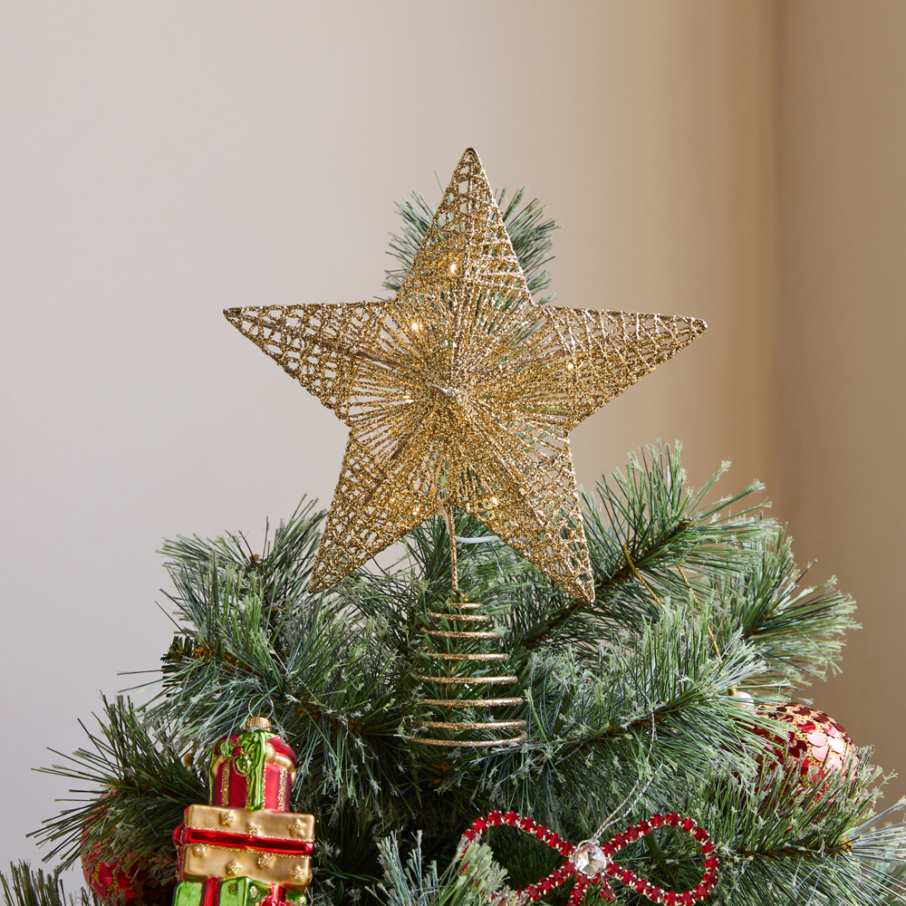 Sparkling Gold Star LED Tree Topper | Adairs