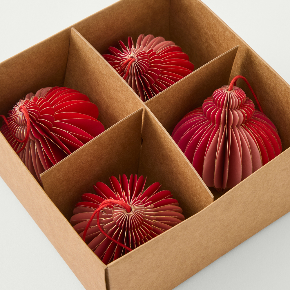 Honeycomb Red & Pink Onion Paper Decoration Set of 4 | Adairs