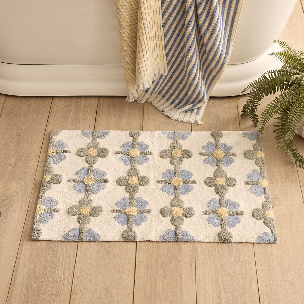 Cottage Natural & Chambray Blue Bath Mat | Adairs