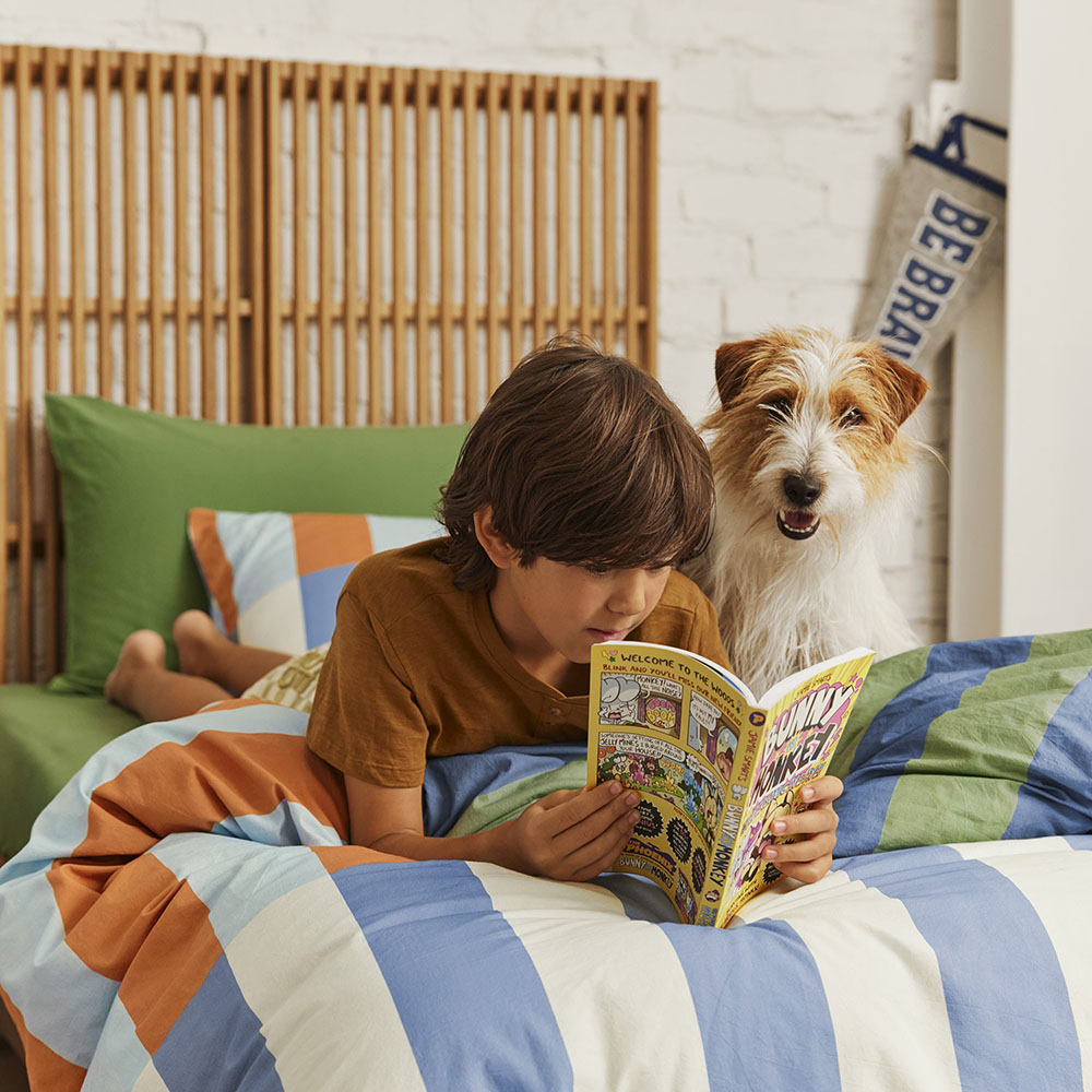 Adairs Kids - Stonewashed Tanner Blue Quilt Cover Set | Adairs