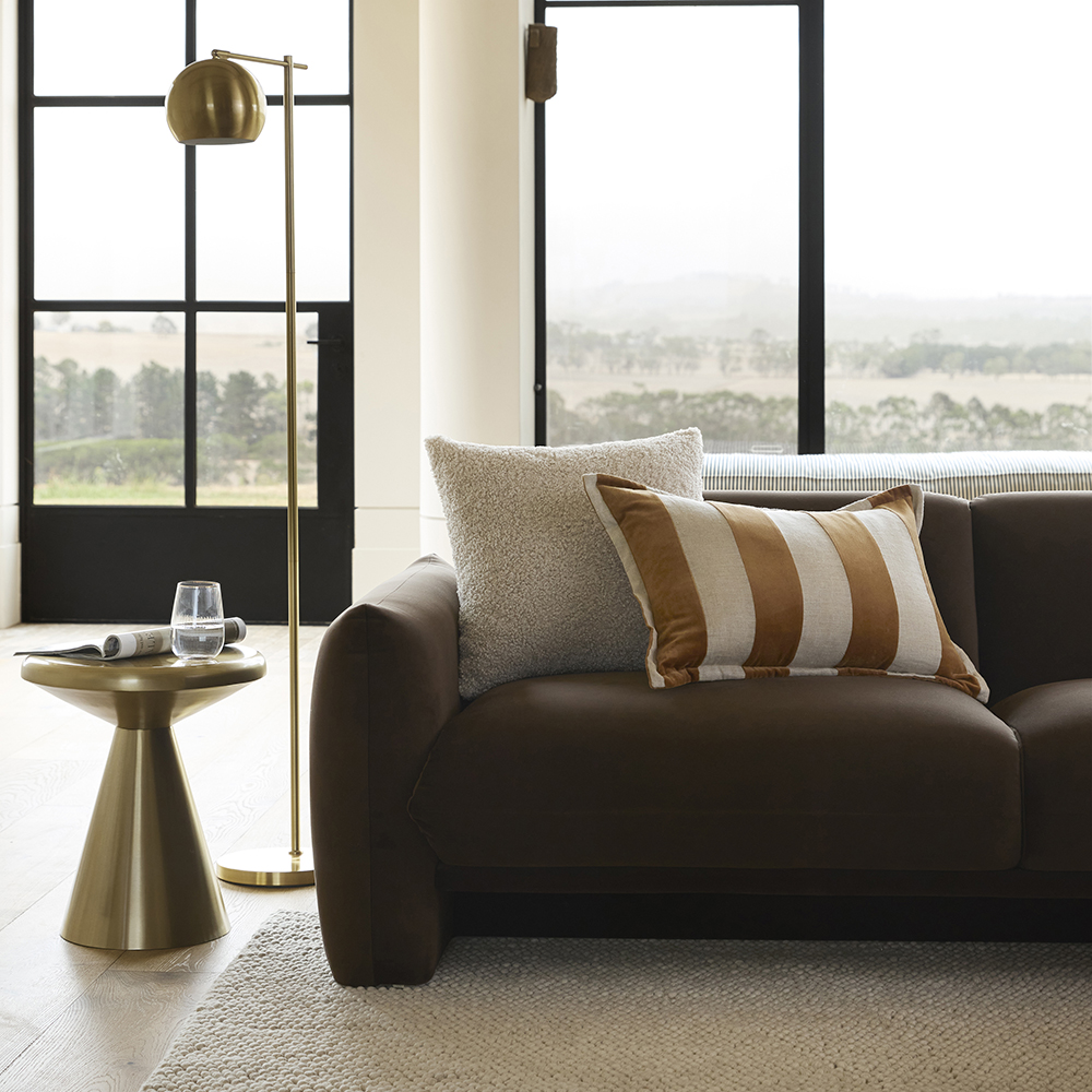 Bombay Deep Tobacco Stripe Velvet Cushion | Adairs