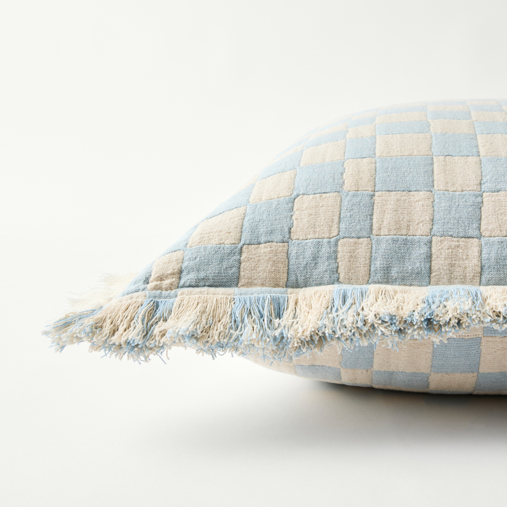Beckett Light Blue Check Cushion | Adairs