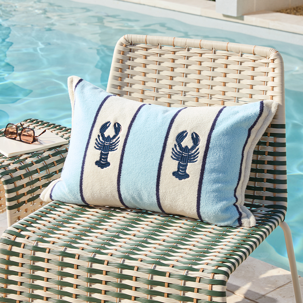 Lorne Blue Lobster Outdoor Terry Cushion | Adairs
