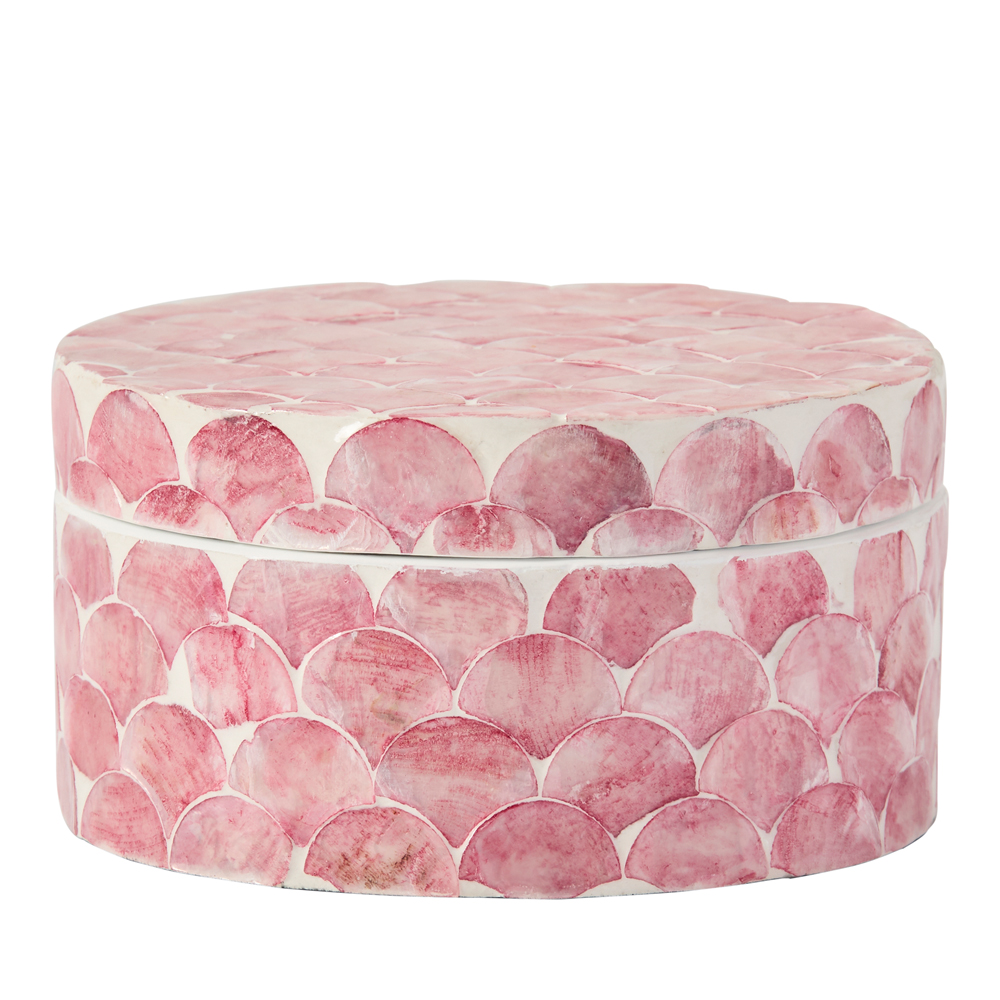 Sicily Raspberry Tile Capiz Trinket Box | Adairs