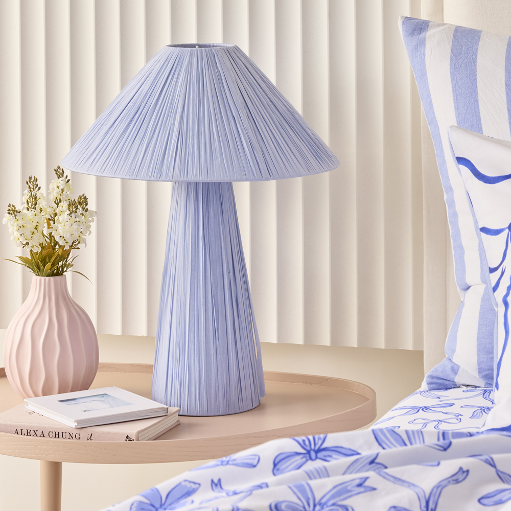 Paper Raffia Sky Blue Table Light | Adairs