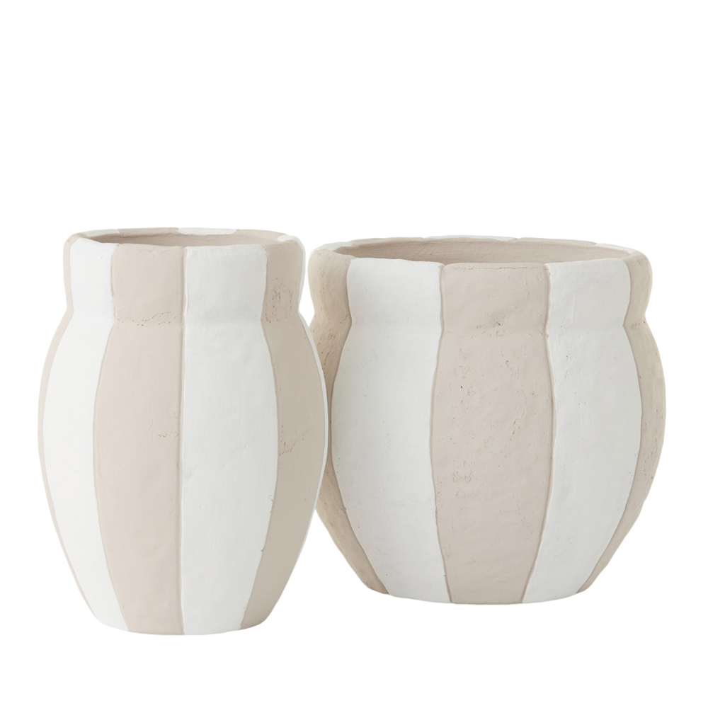 Capri Tall White & Taupe Pot | Adairs