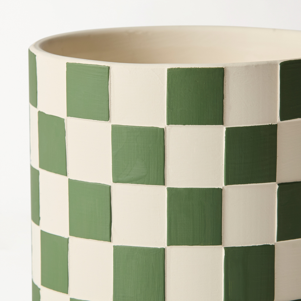 Checkerboard Green & White Pot | Adairs