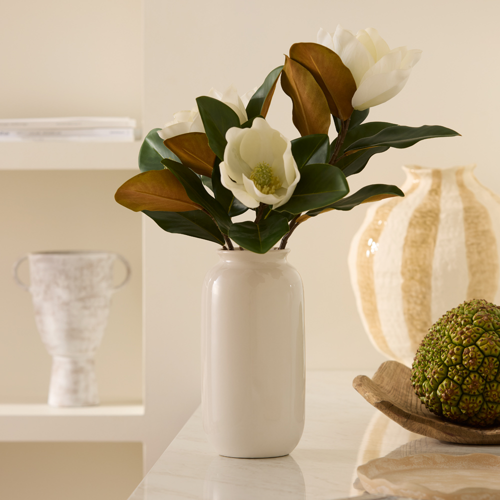 Magnolia Flower in Ceramic Vase | Adairs