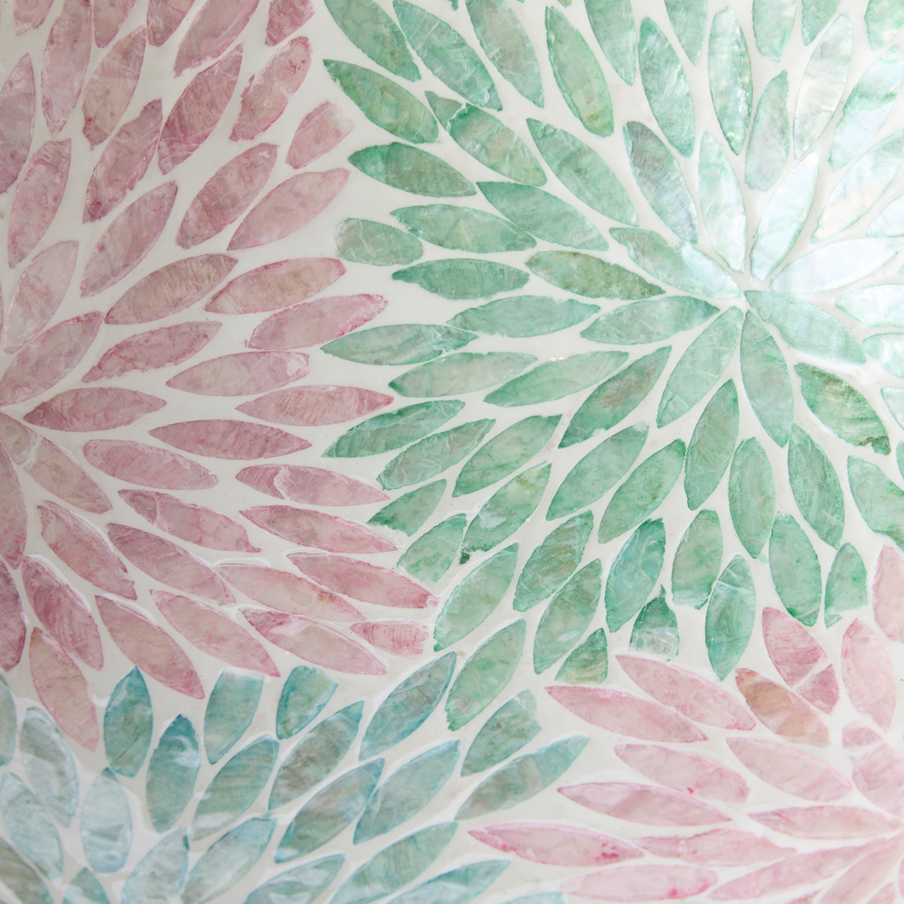 Sicily Multi Chrysanthemum Pedestal Capiz Bowl | Adairs