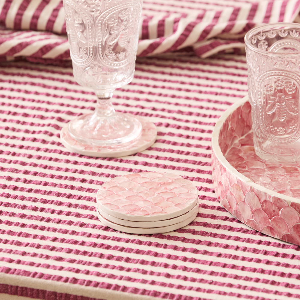 Sicily Raspberry Tile Capiz Coasters Set of 4 | Adairs