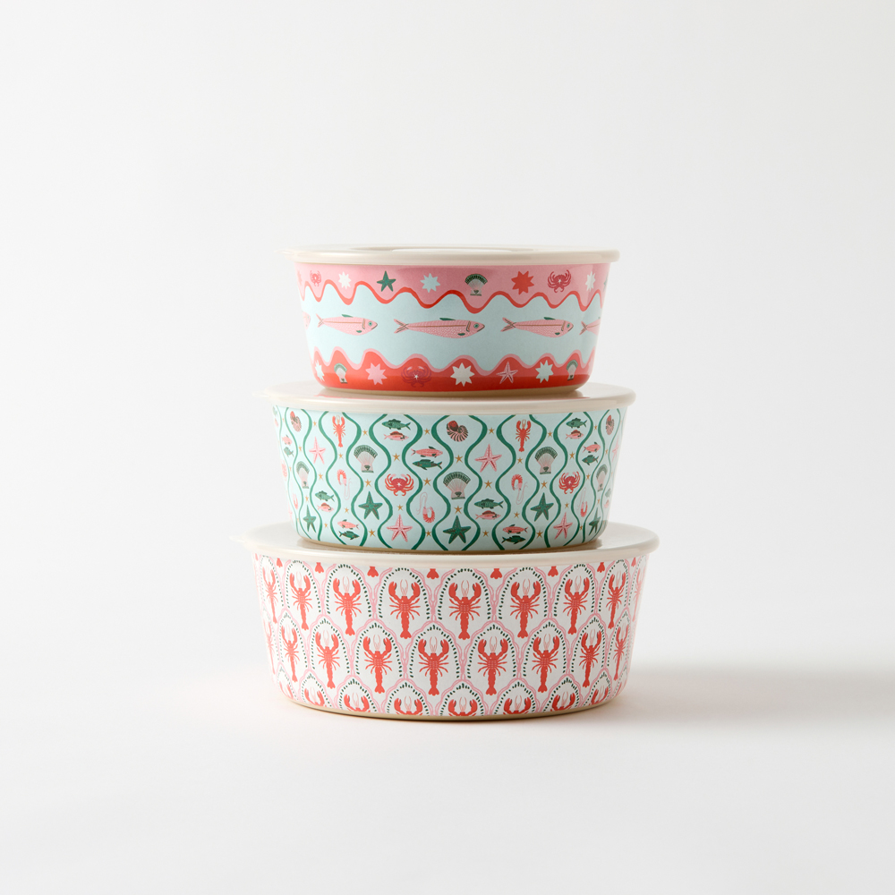 La Mer Coastal Lobster Melamine Containers Set of 3 | Adairs