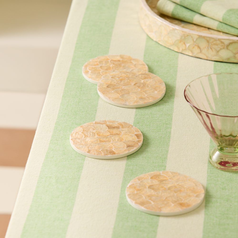 Sicily Capiz Ivory Tile Coaster Pack of 4 | Adairs