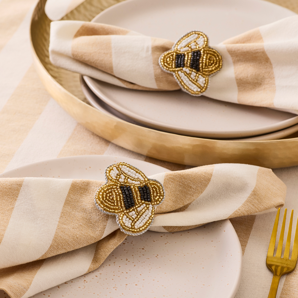 Bee Beaded Multi Napkin Rings Pack of 2 | Adairs
