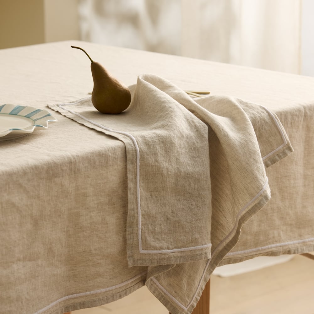 Mayfair Natural & White Trim Napkins Pack of 4 | Adairs