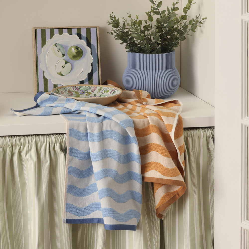 Isla Tan & Blue Tea Towel Pack of 2 | Adairs