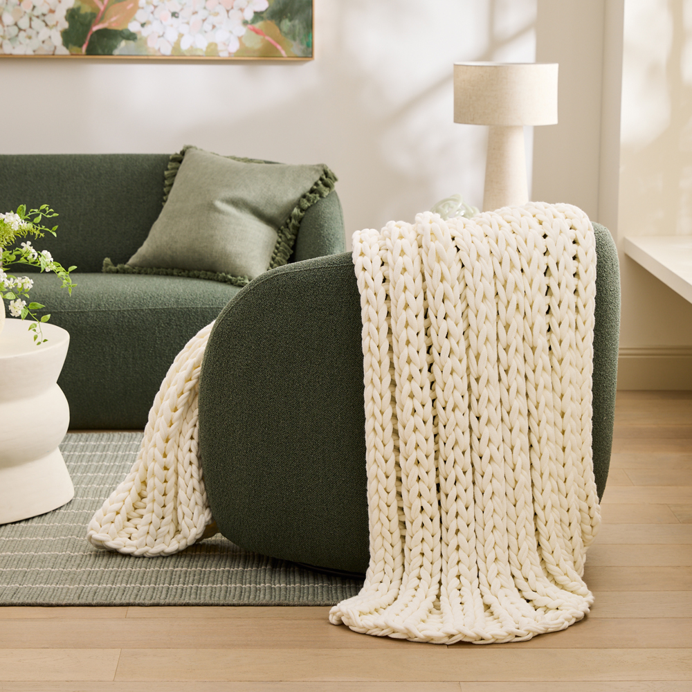 Newport White Chunky Knit Throw | Adairs