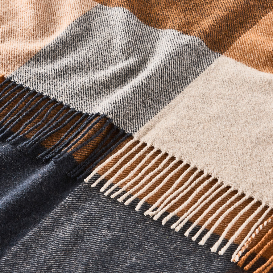 Holland Navy & Brown Wool Throw | Adairs