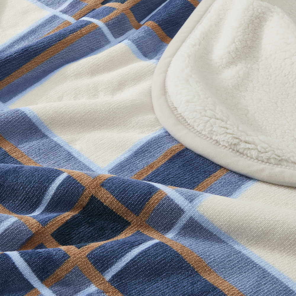 Heritage Glamour Blue Sherpa Throw | Adairs