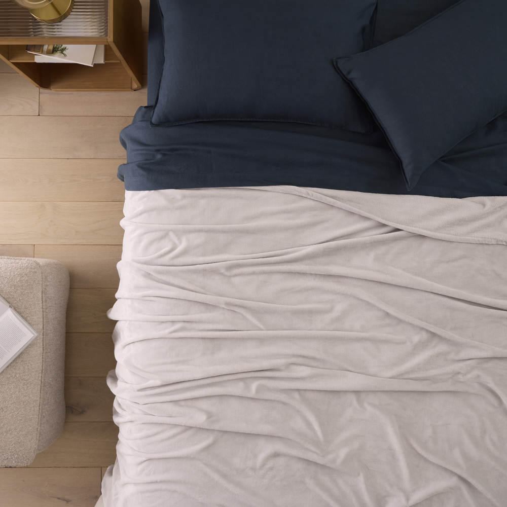 Aspen Silver Fleece Blanket | Adairs