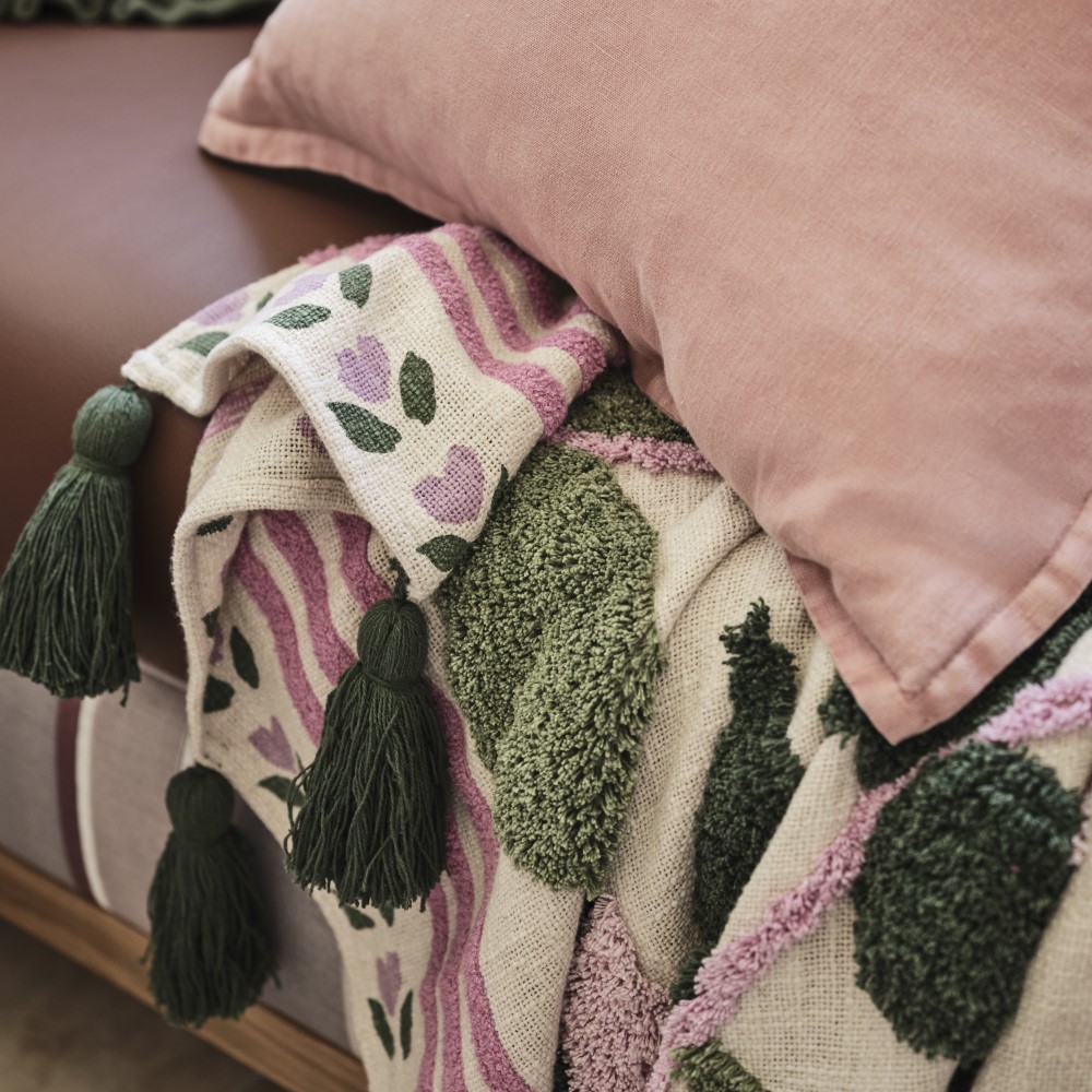 Greta Tufted Pink Throw | Adairs