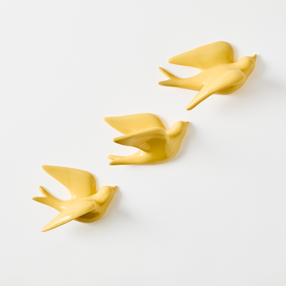 Flying Swallow Lemon Birds Set of 3 | Adairs