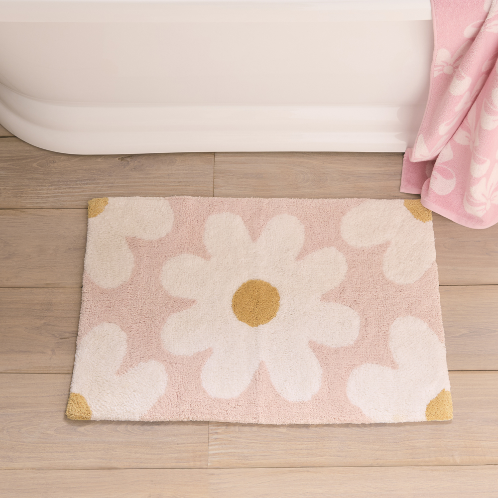 Adairs Kids - Daisy Floral Pink Bath Mat | Adairs