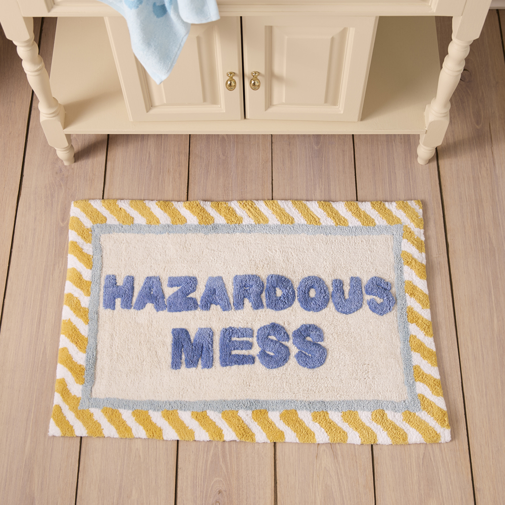 Adairs Kids - Hazardous Mess Blue & Yellow Bath Mat | Adairs