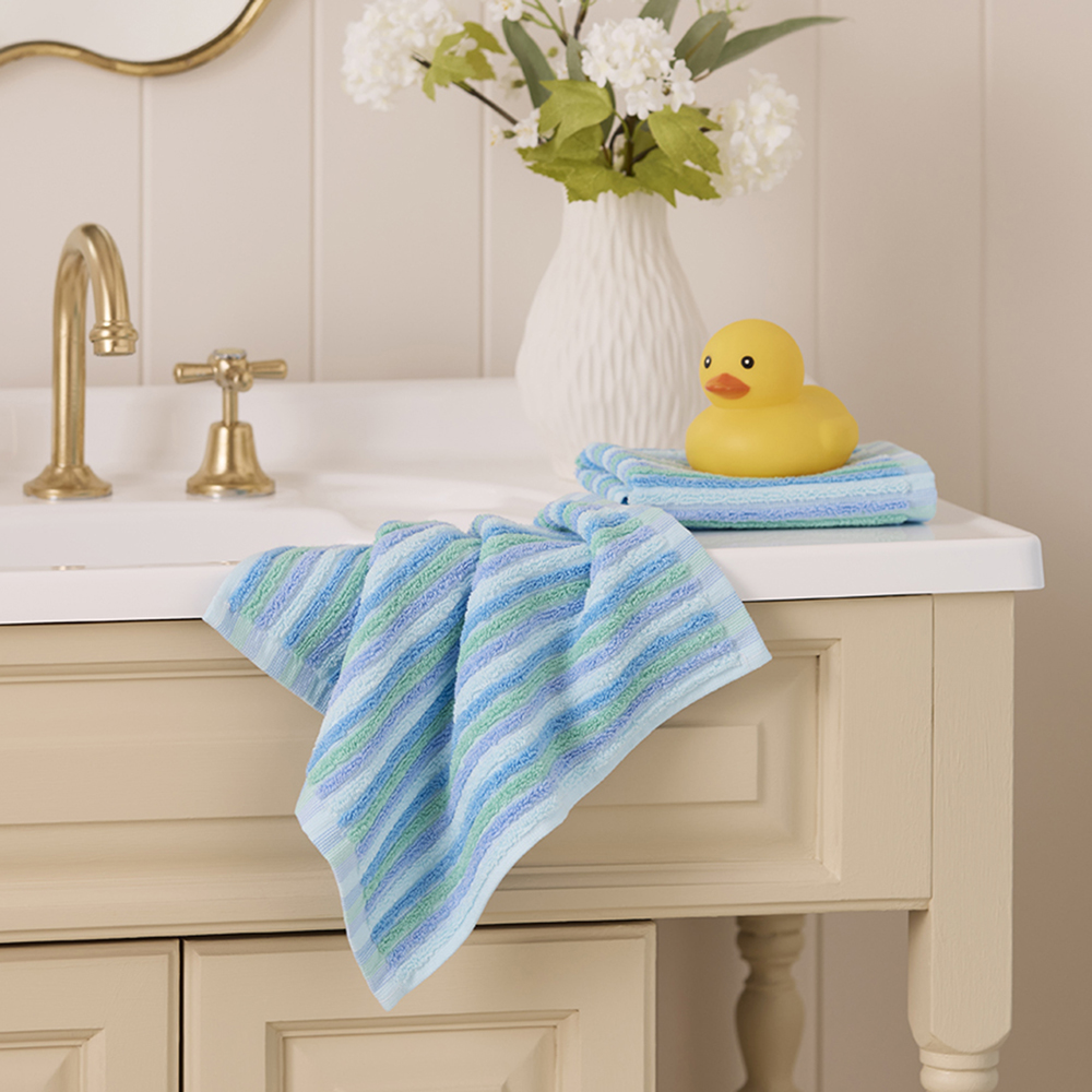 Sunderland Blue Multi Stripe Face Washer 2pk | Adairs