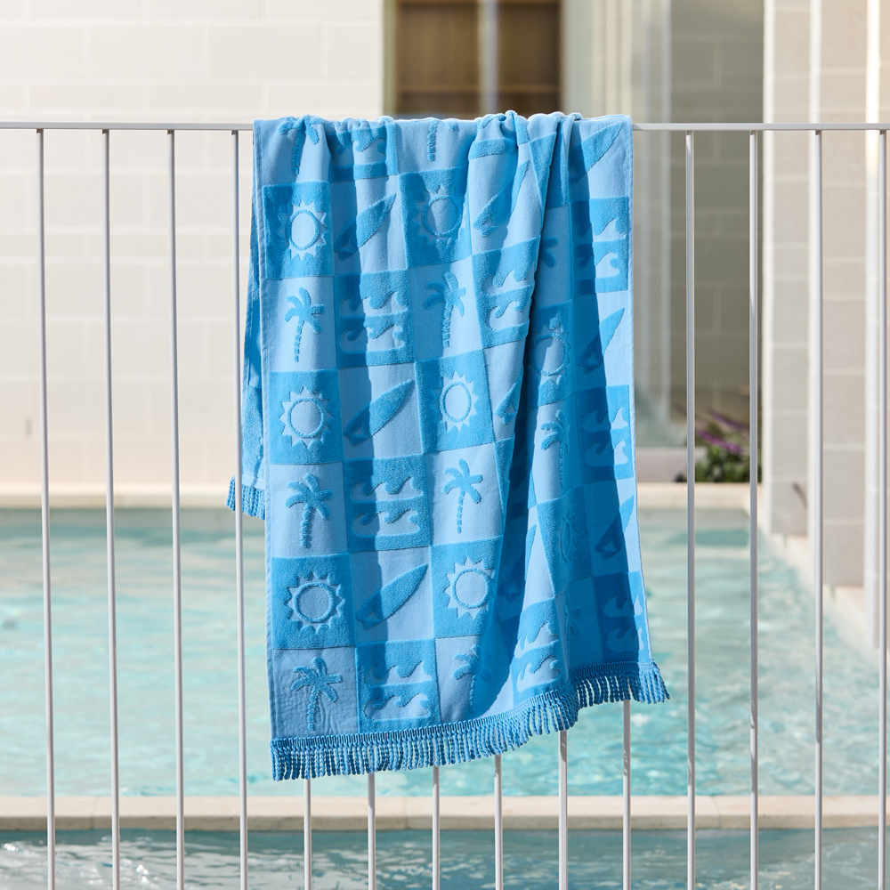 Adairs Kids - Kids Blue Shell Palm Beach Towel | Adairs