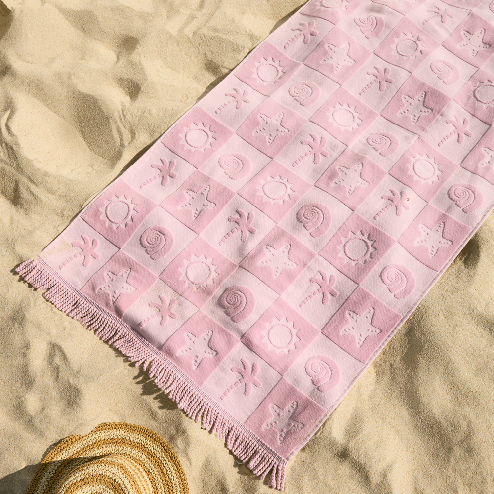 Adairs Kids - Kids Pink Shell Palm Beach Towel | Adairs