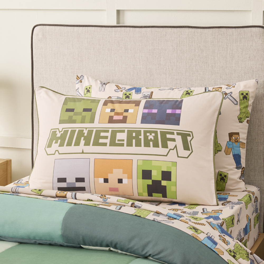 Adairs Kids - Minecraft Natural Text Pillowcase | Adairs