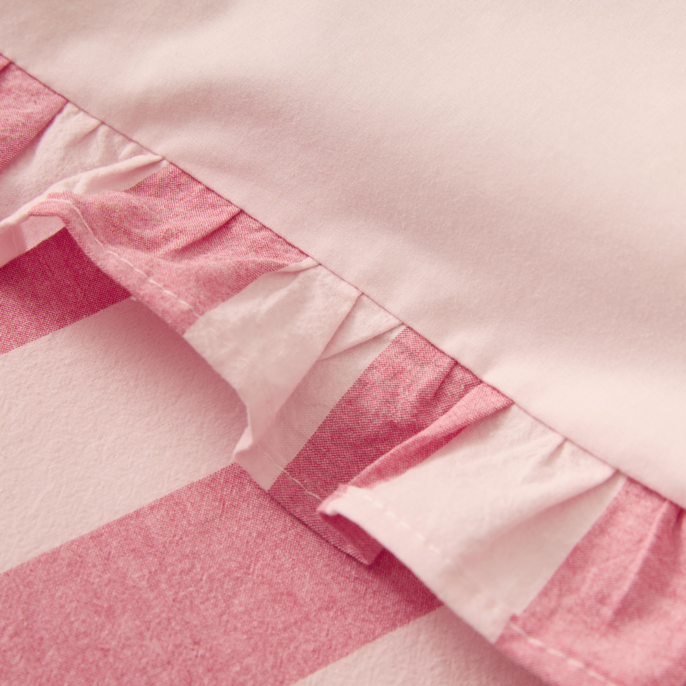 Adairs Kids - Stonewashed Muted Pink Red Ruffle Stripe Quilt Cover Set ...