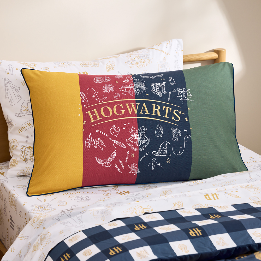 Adairs Kids - Harry Potter Hogwarts Multi Text Pillowcase | Adairs