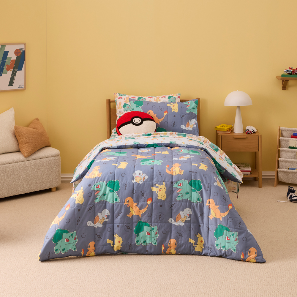 Adairs Kids - Pokémon Navy Quilted Quilt Cover Set | Adairs
