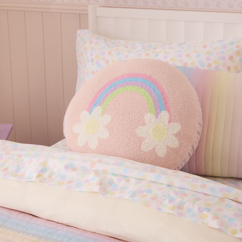 Adairs Kids - Pink Rainbow Flower Shaped Cushion | Adairs