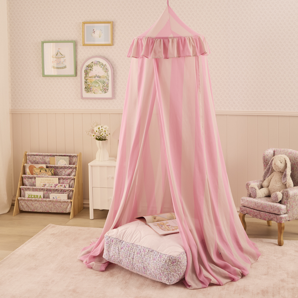 Adairs Kids - Heirloom Pinks Stripe Ruffle Canopy | Adairs
