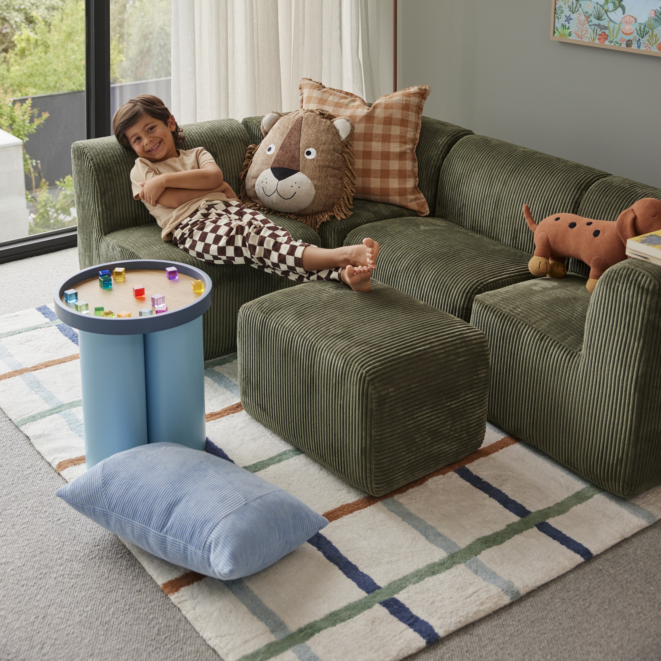 Adairs Kids - Multi Grid Rug | Adairs
